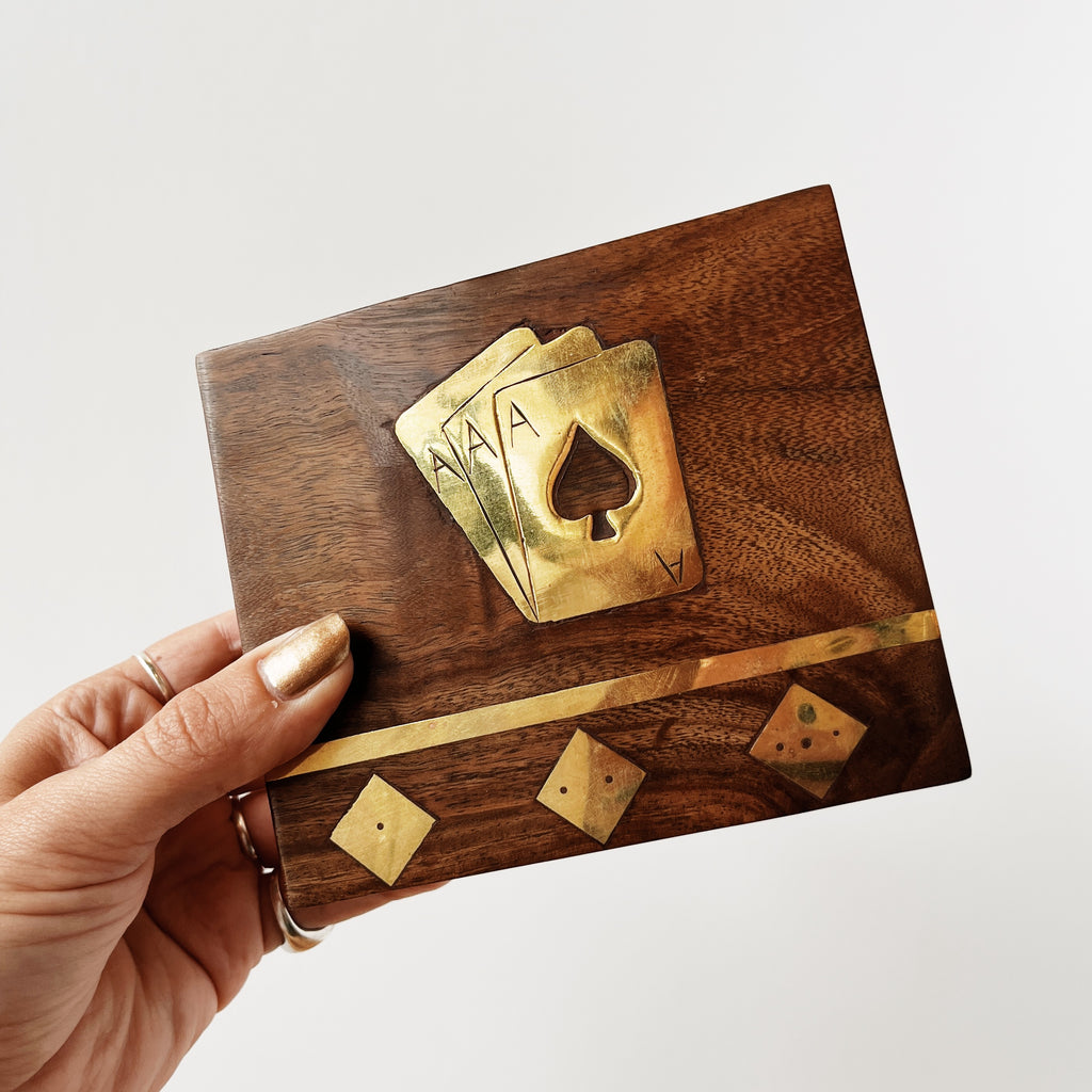 Handmade Wooden Game Night Box with Playing Cards + Dice - Gifts for ...