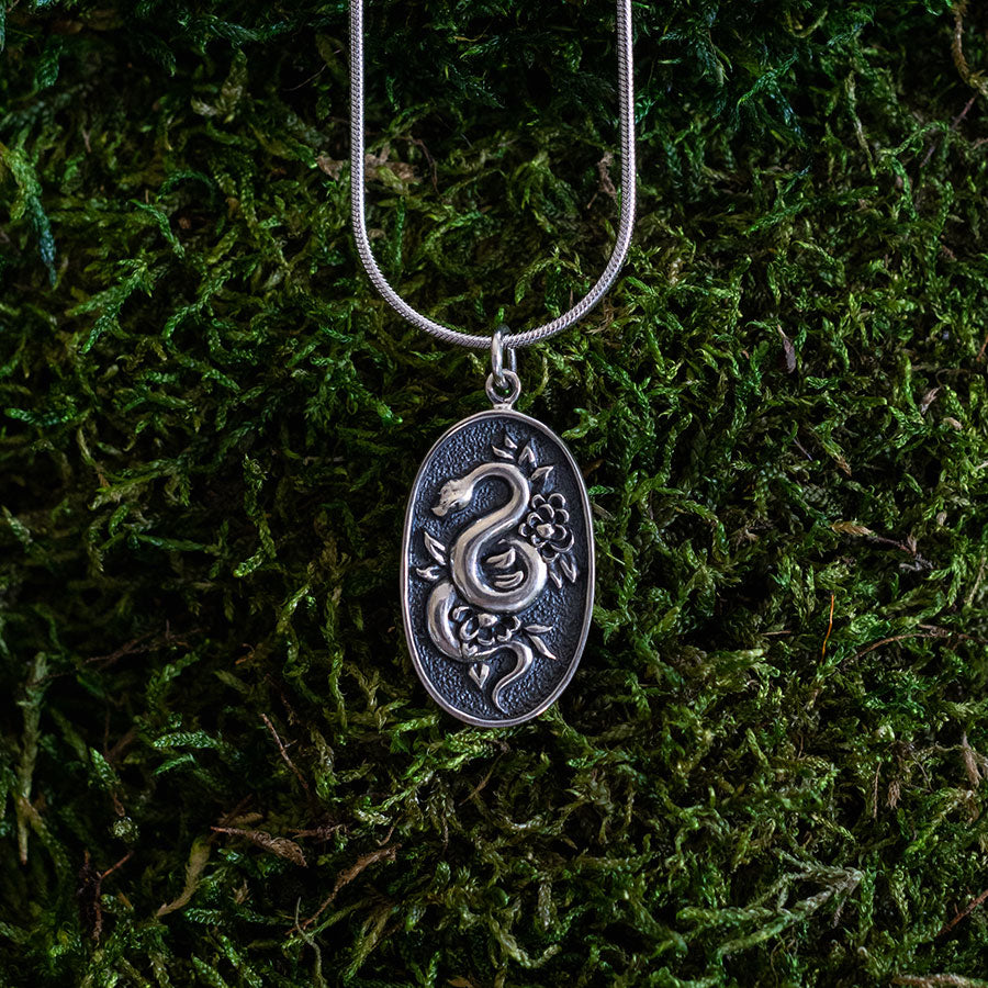 Floral Snake Charm - Sterling Silver Jewelry – Almanac Supply Co.